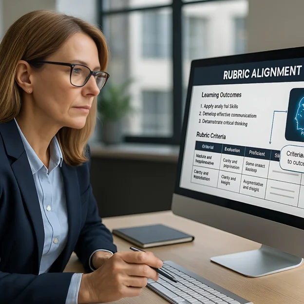 Rubric Alignment with Learning Outcomes Using AI Tools - The Case HQ Online
